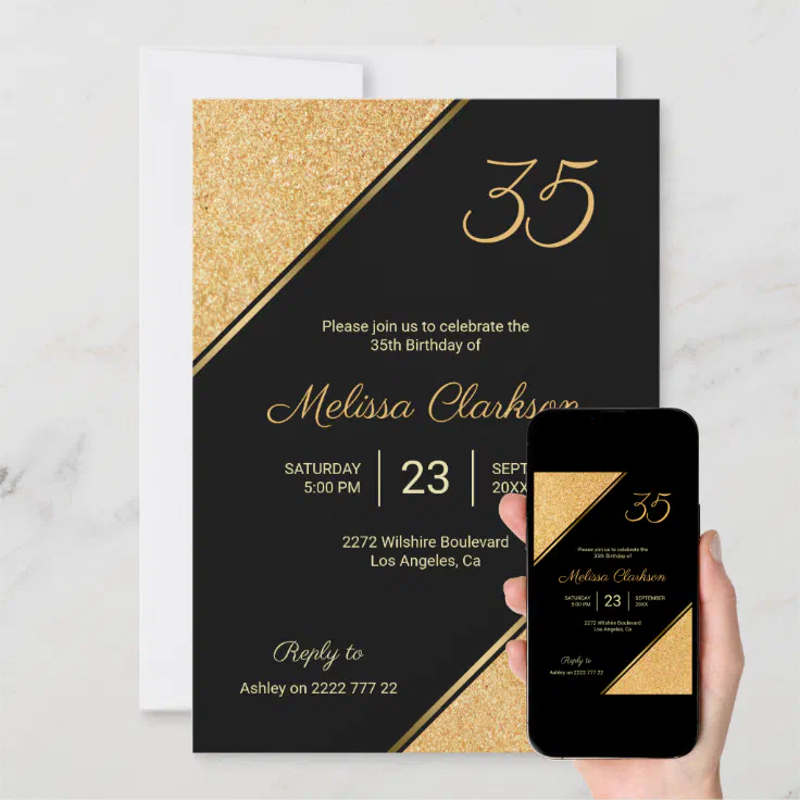 Gold Glitter Invitation | Zazzle