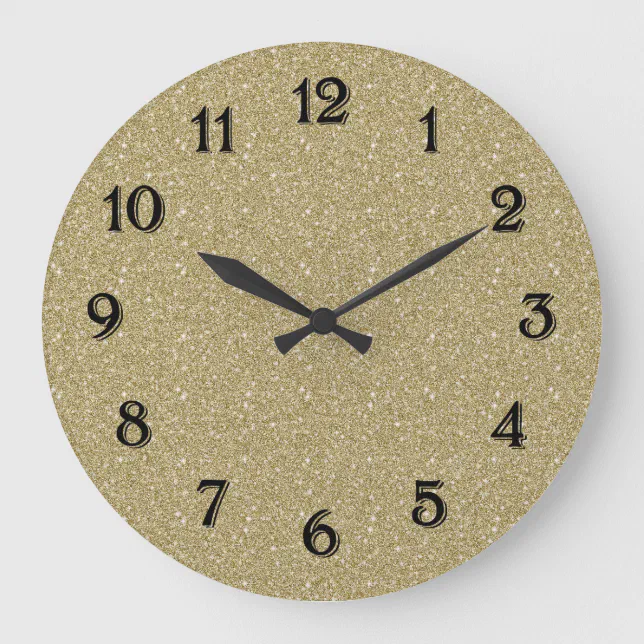 Gold Glitter Large Clock | Zazzle