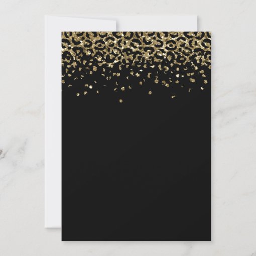 Gold Glitter Leopard Border Black 21st Birthday Invitation | Zazzle