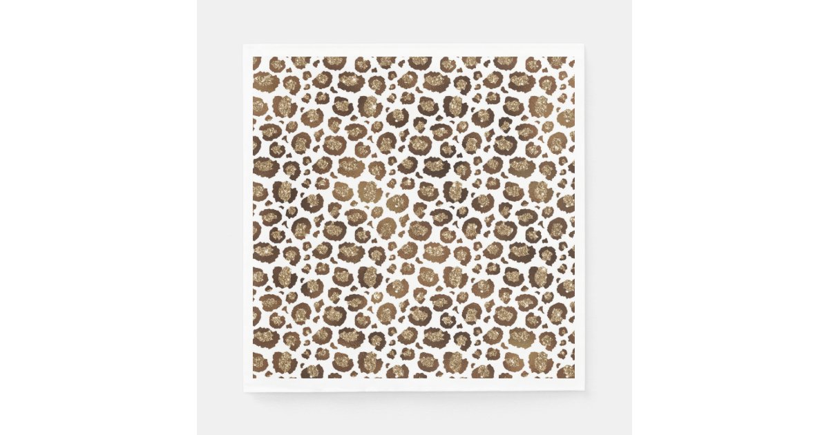 Gold Glitter Leopard Print Napkins | Zazzle