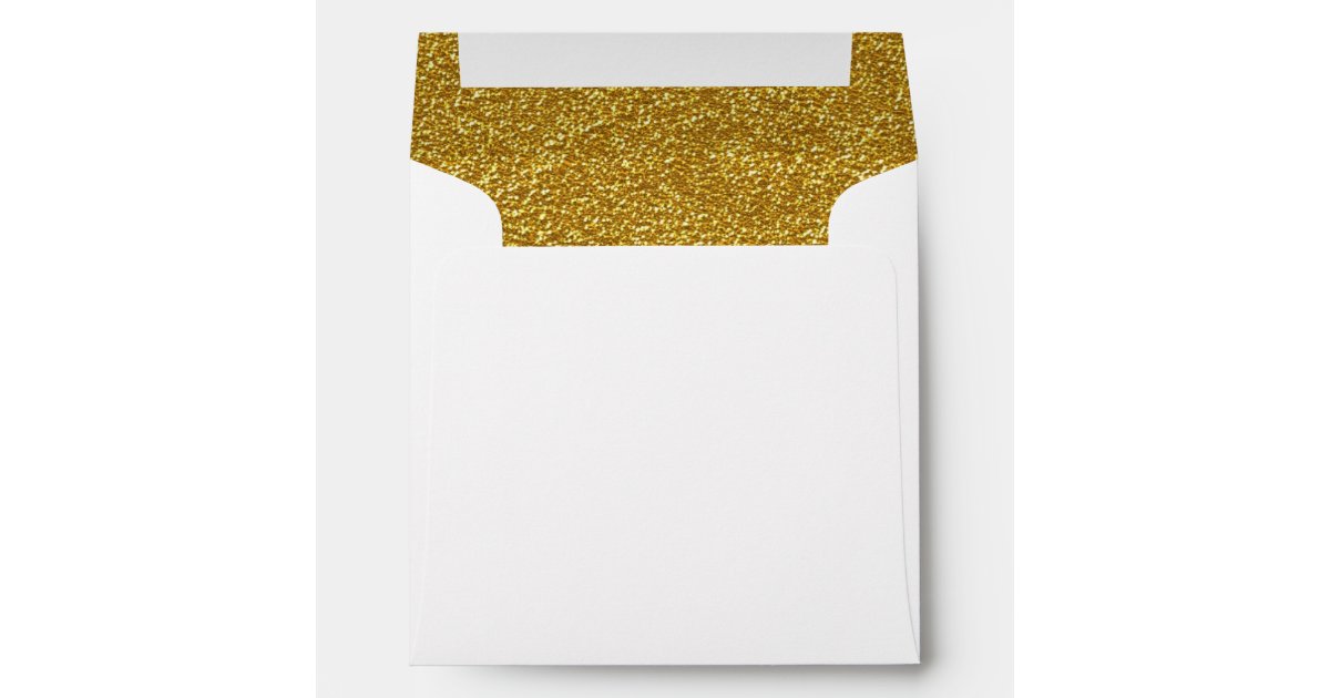 Gold Glitter Lined Custom Wedding Envelope | Zazzle