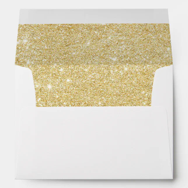 Gold Glitter lined Envelope Wedding Invitation | Zazzle