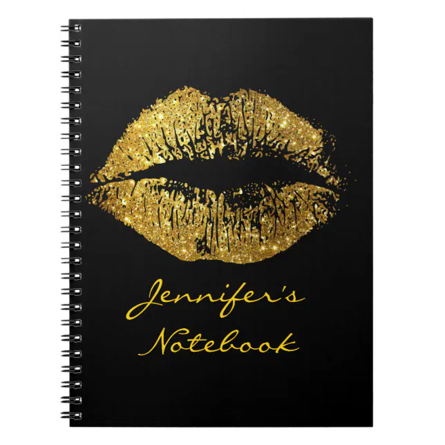 Gold Glitter Lips #3 Notebook | Zazzle