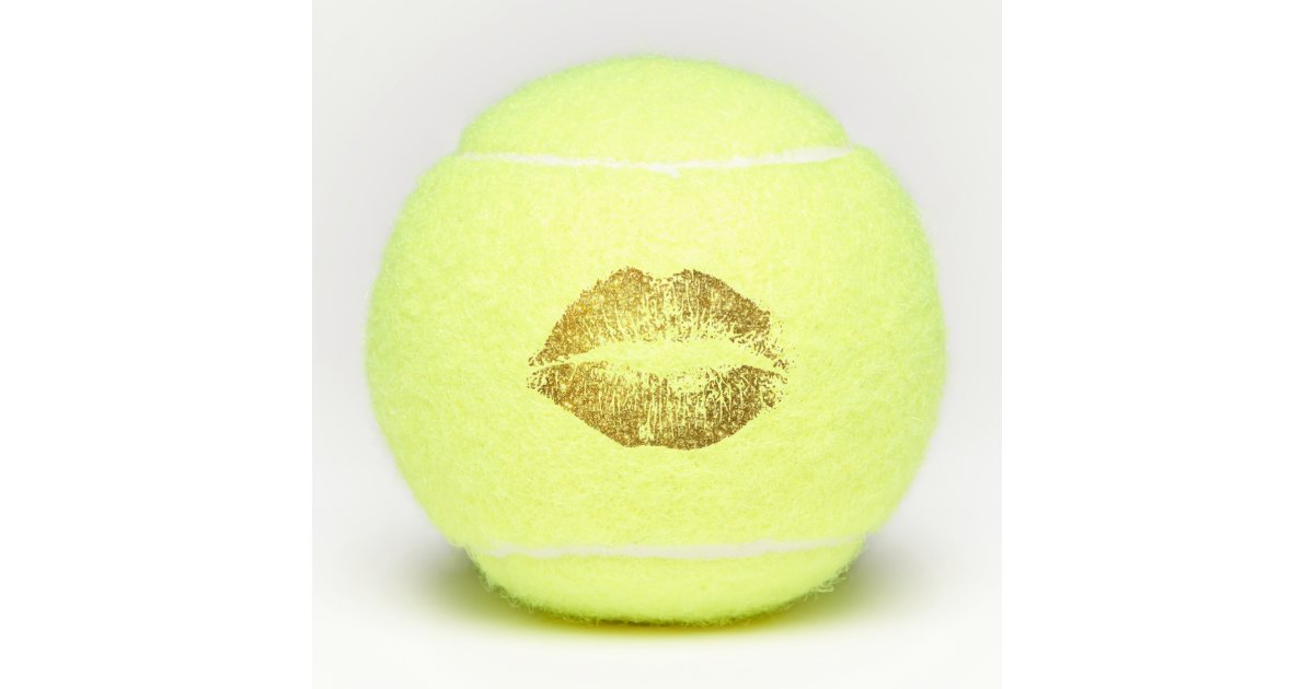 Gold Glitter Lips Tennis Balls | Zazzle