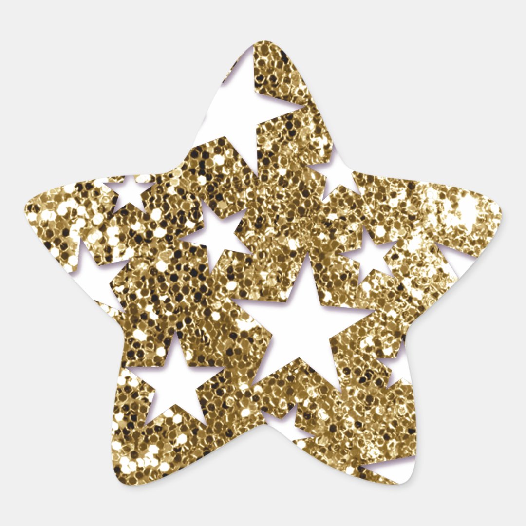 Gold Glitter Look Stars Star Sticker | Zazzle
