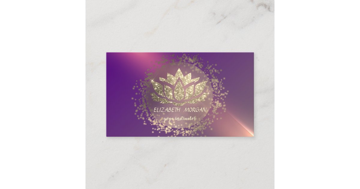 Gold Glitter Lotus Violet Business Card | Zazzle
