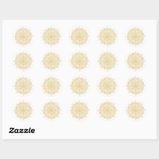 Gold Glitter Mandala Flower Classic Round Sticker | Zazzle