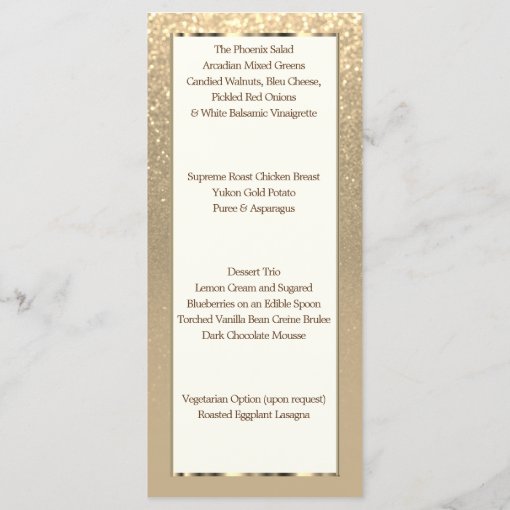 Gold Glitter Menu | Zazzle