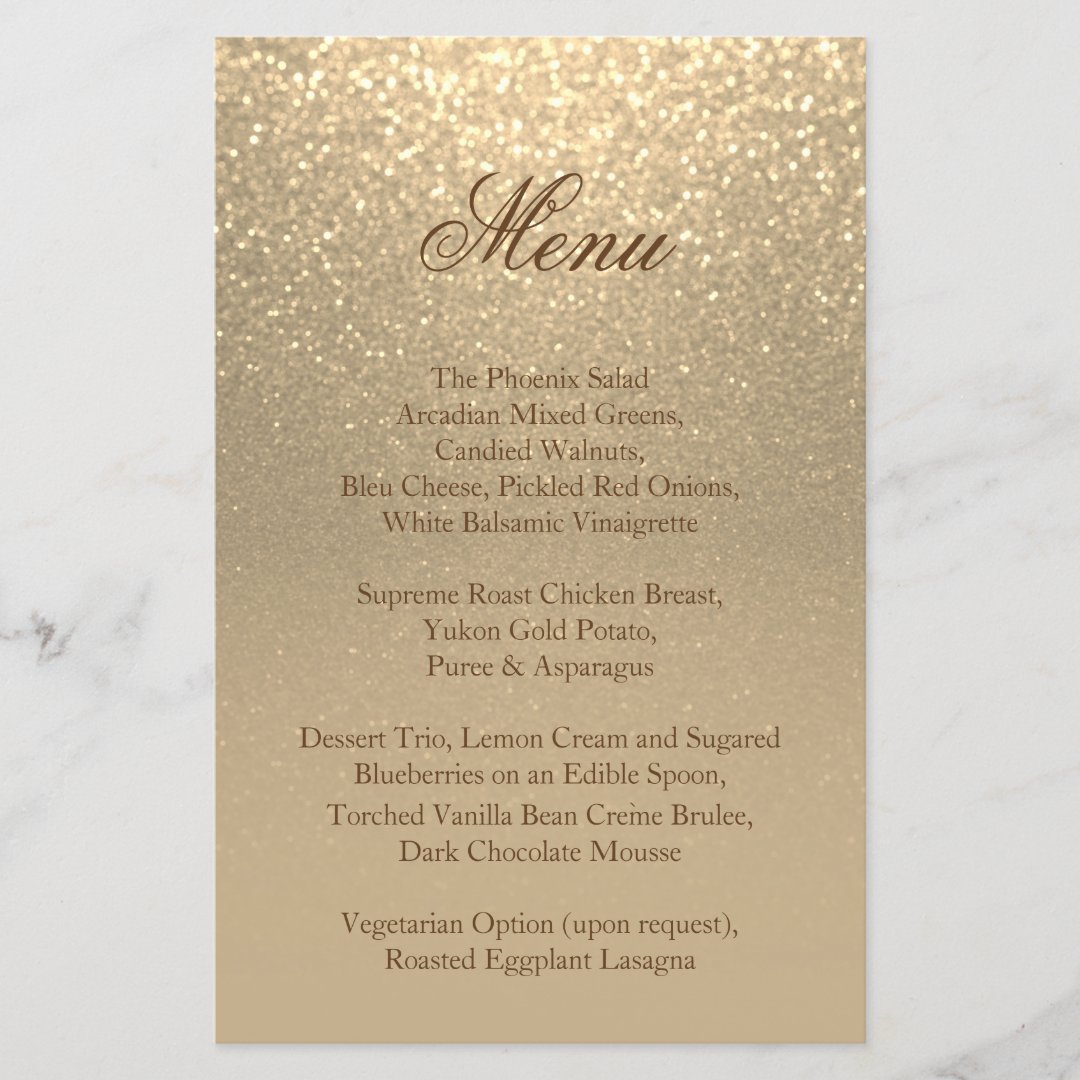 Gold Glitter - Menu | Zazzle