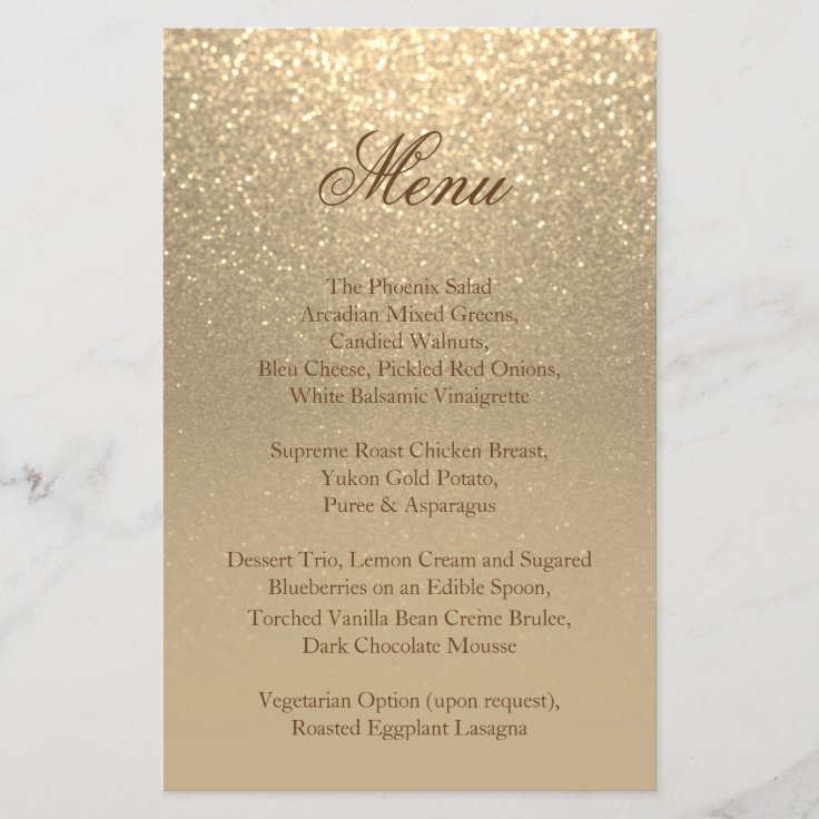 Gold Glitter - Menu | Zazzle