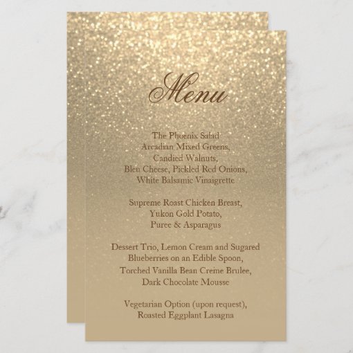 Gold Glitter - Menu | Zazzle