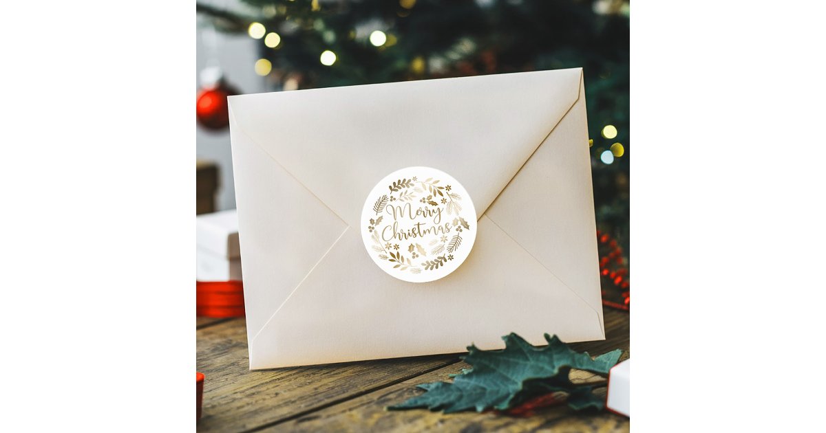 Gold Glitter Merry Christmas Classic Round Sticker | Zazzle