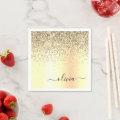 Gold Glitter Metal Monogram Glam Name Napkins | Zazzle