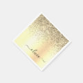 Gold Glitter Metal Monogram Glam Name Napkins | Zazzle