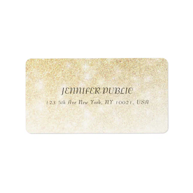 Gold Glitter Modern Template Trendy Design Stylish Label | Zazzle