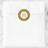 Gold Glitter Monogram Initial Classic Round Sticker | Zazzle