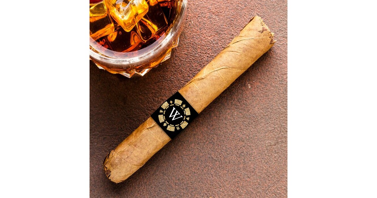 Gold Glitter Monogram Poker Chip Casino Cigar Label | Zazzle