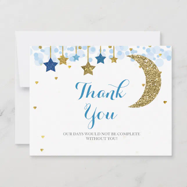 Gold glitter moon Modern Thank You Card . | Zazzle