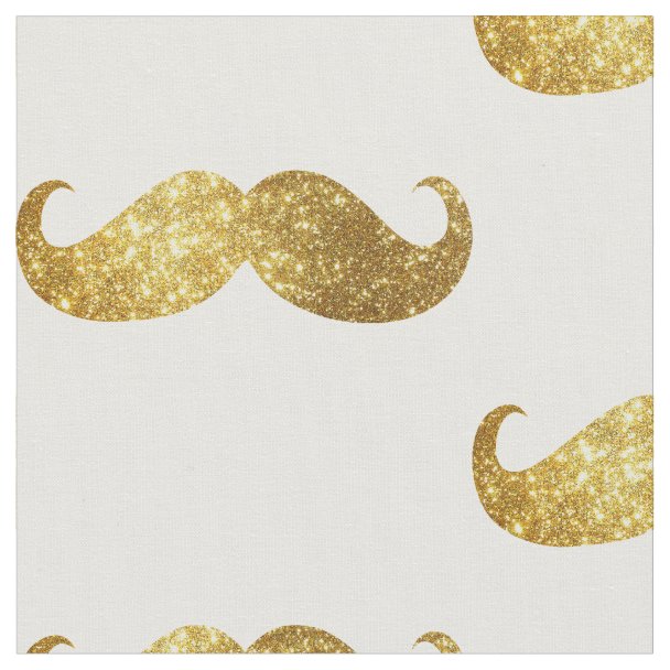 Gold Glitter Mustache Fabric | Zazzle
