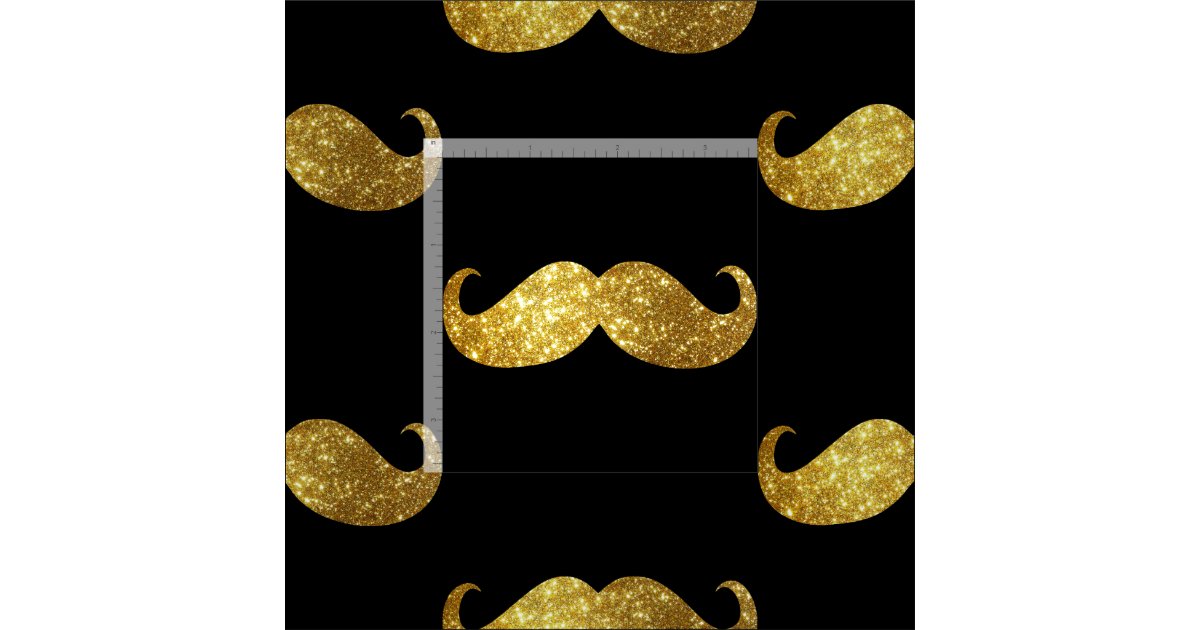Gold Glitter Mustache Fabric | Zazzle