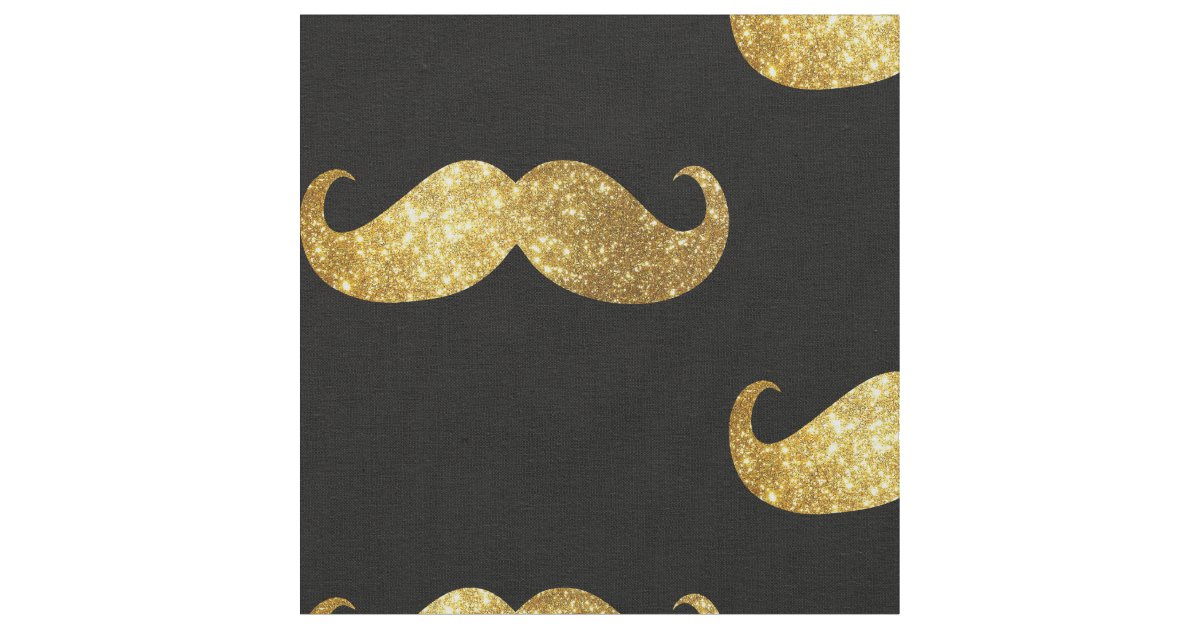 Gold Glitter Mustache Fabric | Zazzle