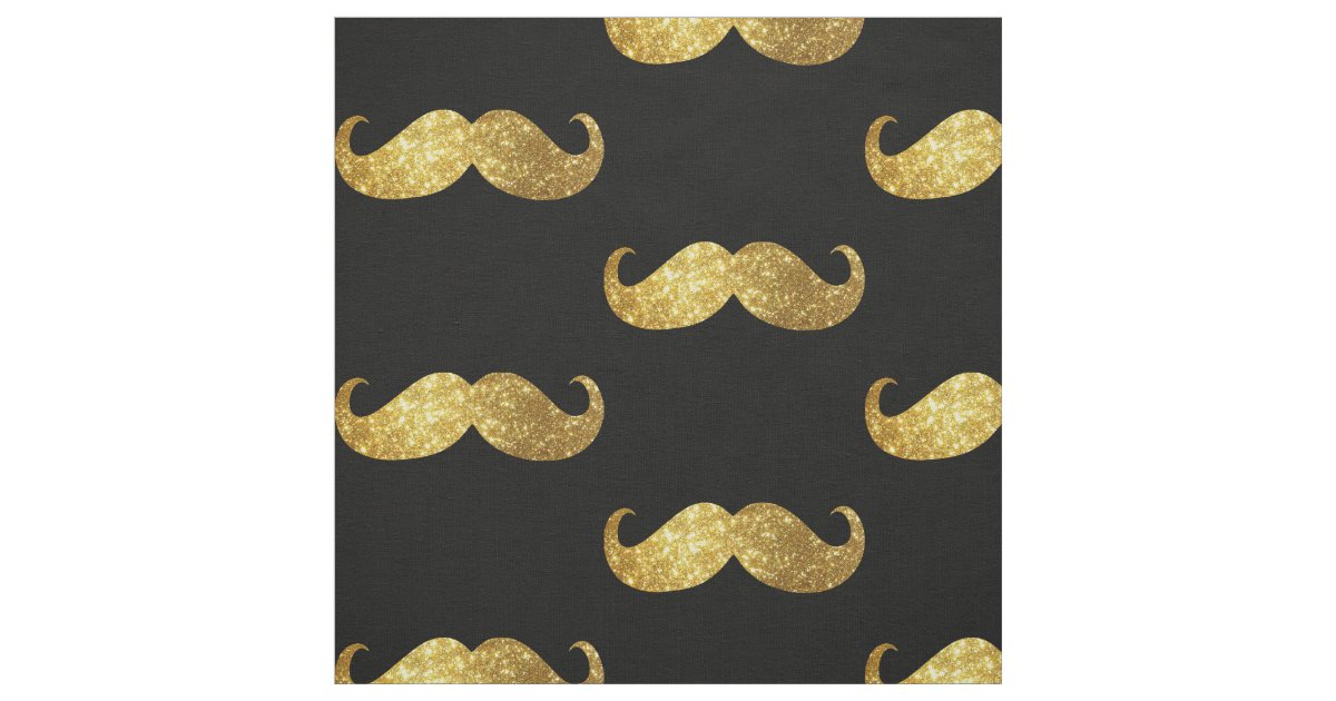 Gold Glitter Mustache Fabric | Zazzle