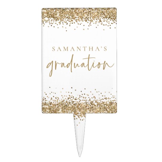 Gold Glitter Name Graduation Party Cake Topper | Zazzle.com