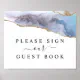 Gold Glitter & Navy Blue Agate Guest Book Sign | Zazzle