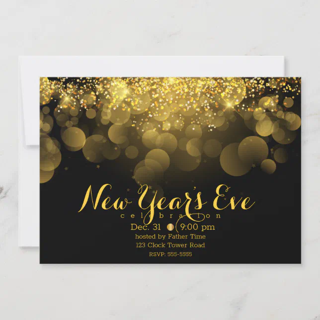 Gold Glitter New Year's Eve Invitation | Zazzle