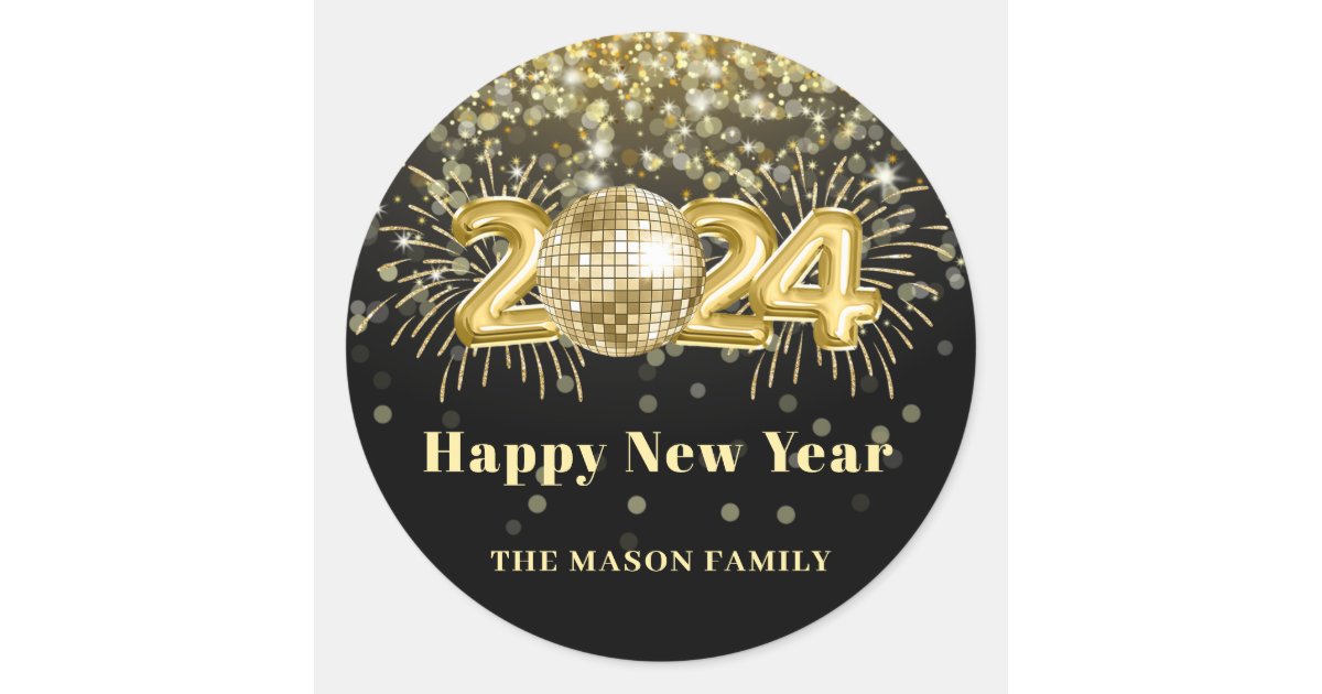 Gold Glitter New Years Eve Party Disco Ball Classic Round Sticker | Zazzle