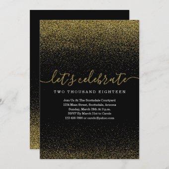 Gold Glitter New Year's Eve Party Invitation | Zazzle
