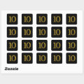 Gold Glitter Number 10 Wide Font Square Sticker | Zazzle