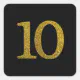 Gold Glitter Number 10 Wide Font Square Sticker | Zazzle