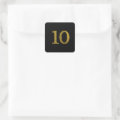 Gold Glitter Number 10 wide font Square Sticker | Zazzle
