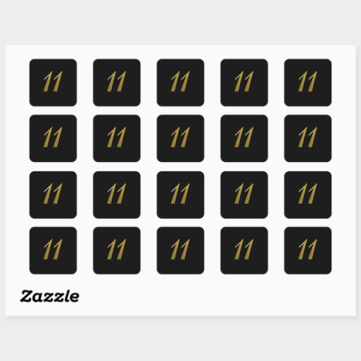 Gold Glitter Number 11 Square Sticker | Zazzle