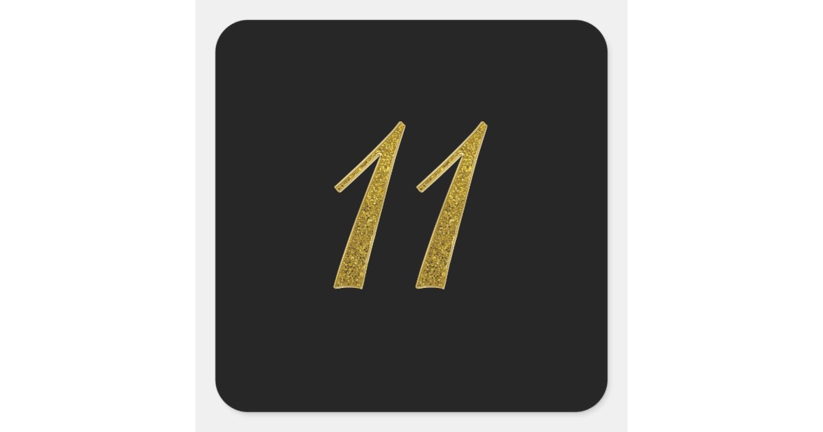Gold Glitter Number 11 Square Sticker | Zazzle