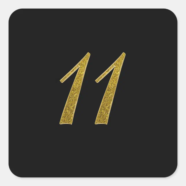 Gold Glitter Number 11 Square Sticker | Zazzle