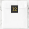 Gold Glitter Number 12 wide font Square Sticker | Zazzle