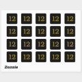 Gold Glitter Number 12 wide font Square Sticker | Zazzle