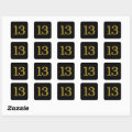 Gold Glitter Number 13 Wide Font Square Sticker | Zazzle