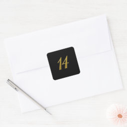 Gold Glitter Number 14 Square Sticker | Zazzle