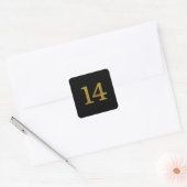 Gold Glitter Number 14 wide font Square Sticker | Zazzle