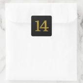 Gold Glitter Number 14 Wide Font Square Sticker | Zazzle
