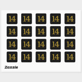 Gold Glitter Number 14 Wide Font Square Sticker | Zazzle