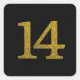 Gold Glitter Number 14 Wide Font Square Sticker | Zazzle