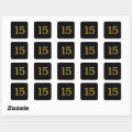 Gold Glitter Number 15 wide font Square Sticker | Zazzle