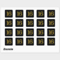 Gold Glitter Number 16 Wide Font Square Sticker | Zazzle