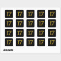 Gold Glitter Number 17 Wide Font Square Sticker | Zazzle