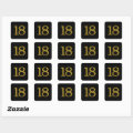 Gold Glitter Number 18 Wide Font Square Sticker | Zazzle