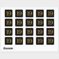 Gold Glitter Number 19 Wide Font Square Sticker | Zazzle